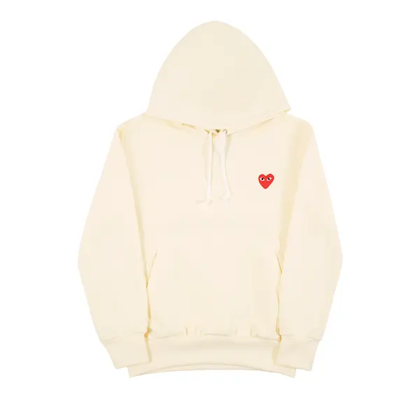 Play Comme Des Garcon Heart Logo Hooded Sweatshirt - White