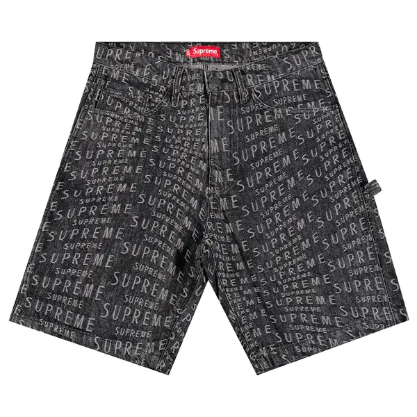 Supreme Warp Jacquard Logos Denim Painter Short - Black