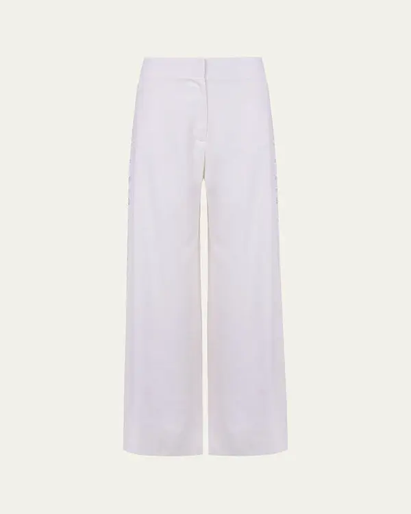 VIX PAULA HERMANNY Solid Bree Embroidered Wide Leg Pants