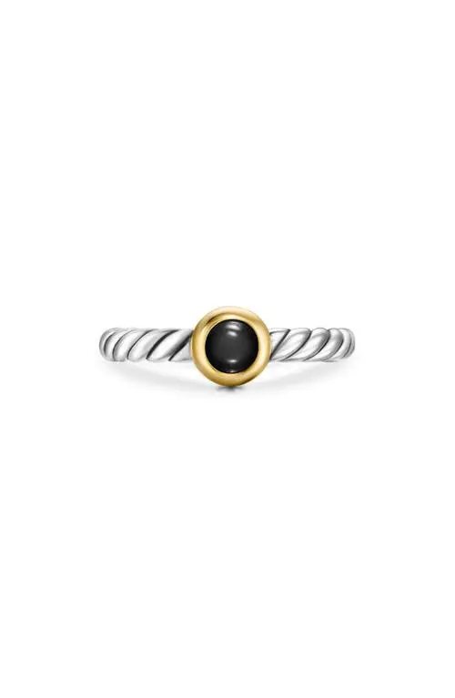 David Yurman Petite Cable Ring - Silver/ Gold/ Black Onyx