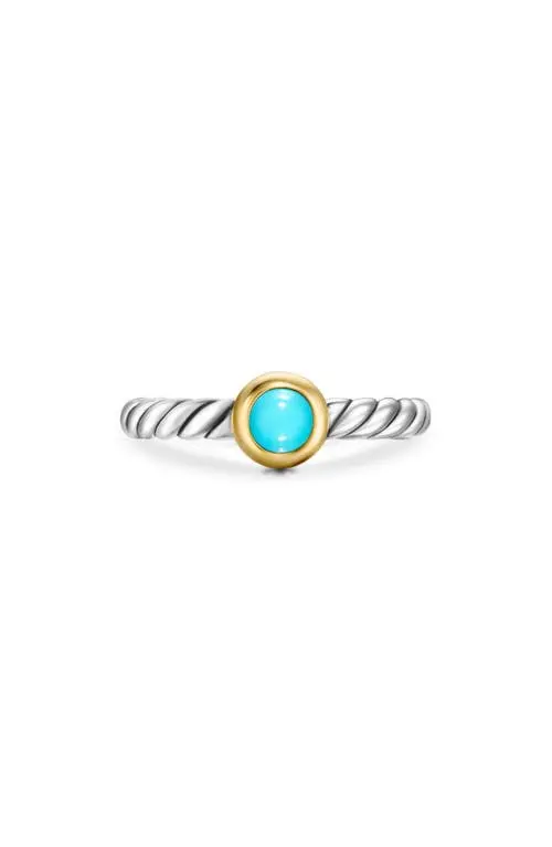 David Yurman Petite Cable Ring - Silver/ Gold/ Turquoise