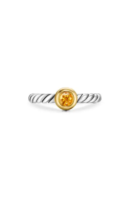David Yurman Petite Cable Ring - Sterling Silver/gold/citrine