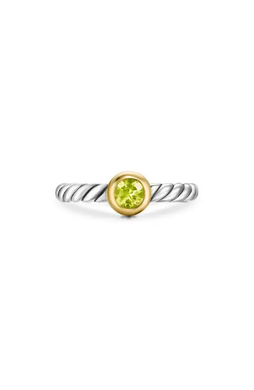 David Yurman Petite Cable Ring - Sterling Silver/gold/peridot