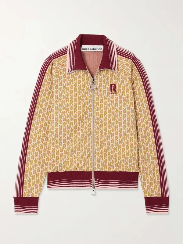 Rabanne Striped Embroidered Jacquard-knit Track Jacket