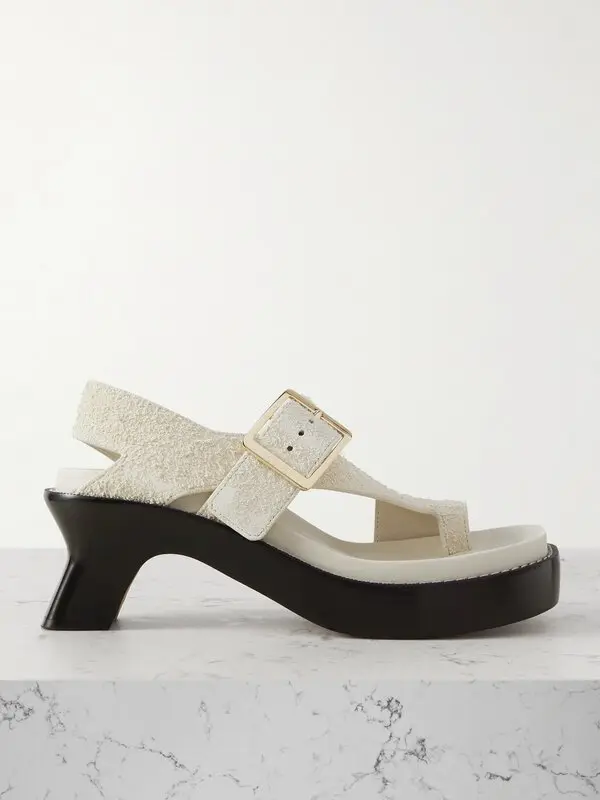 Loewe Ease Brushed-suede Sandals - White