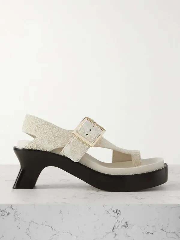 Loewe Ease Brushed-suede Sandals - White