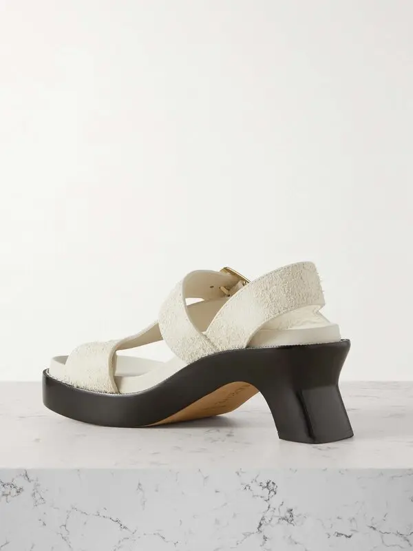 Loewe Ease Brushed-suede Sandals - White