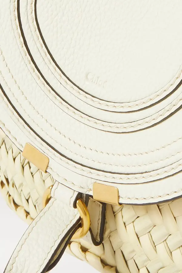 Chloé Marcie Leather-trimmed Raffia Shoulder Bag