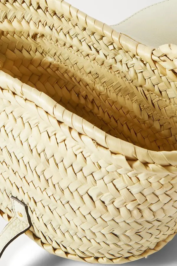 Chloé Marcie Leather-trimmed Raffia Shoulder Bag