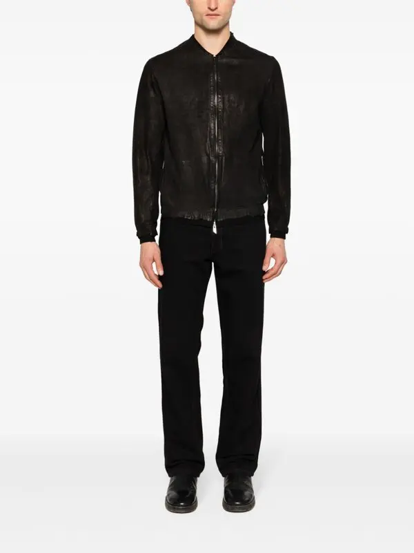 SALVATORE SANTORO Zip-up Leather Bomber Jacket