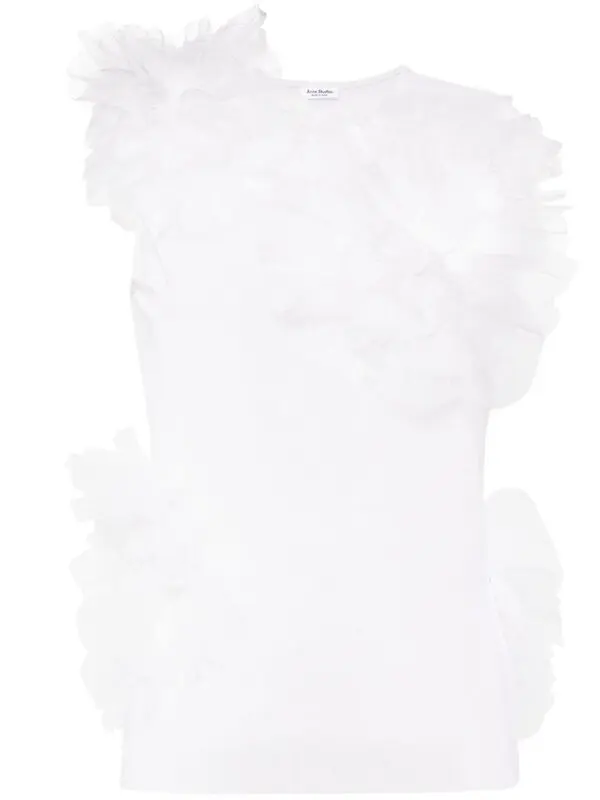 Acne Studios Floral-appliqué Mesh Top