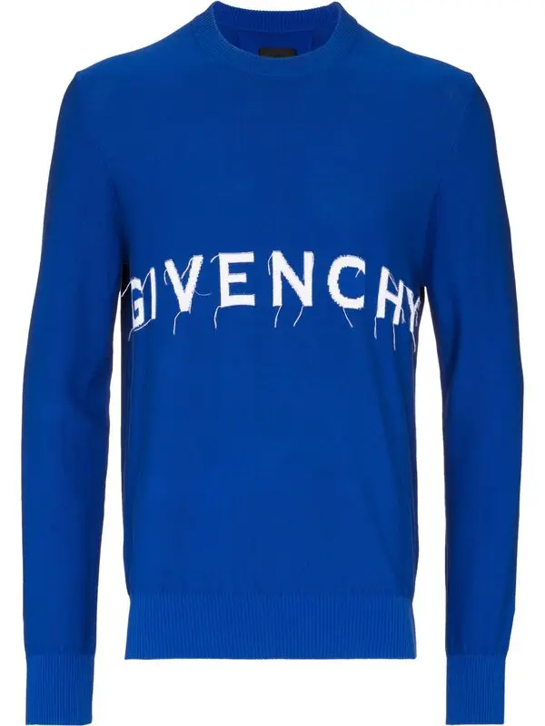 Givenchy Intarsia-knit Logo Jumper - Blue