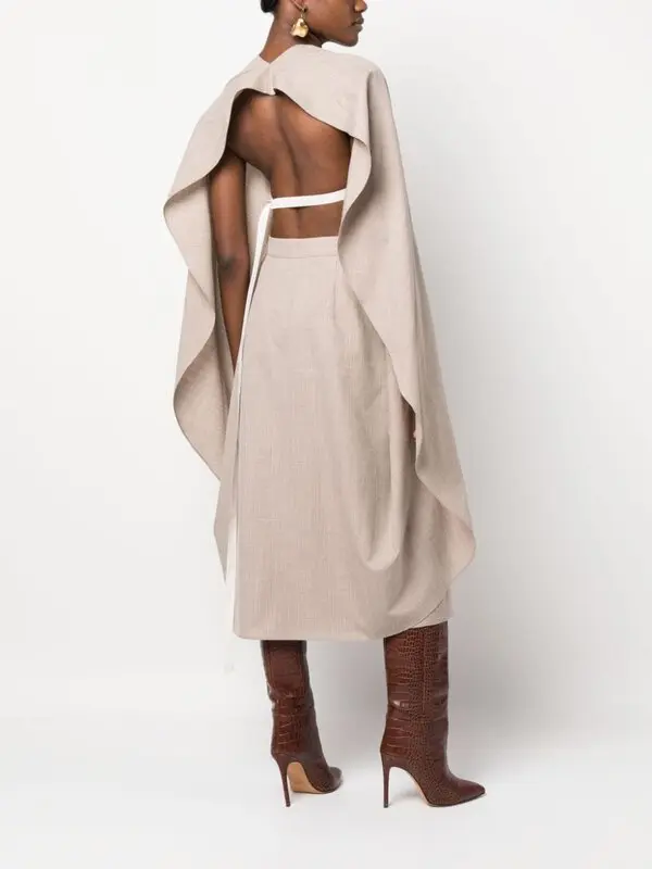 Fendi Cut-out Draped Wool Dress