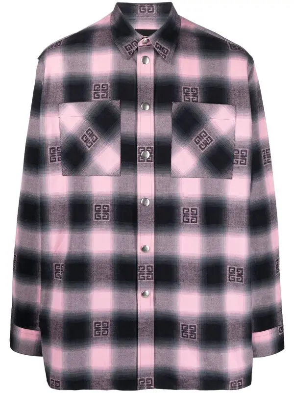Givenchy Logo-print Plaid Flannel Shirt - Pink