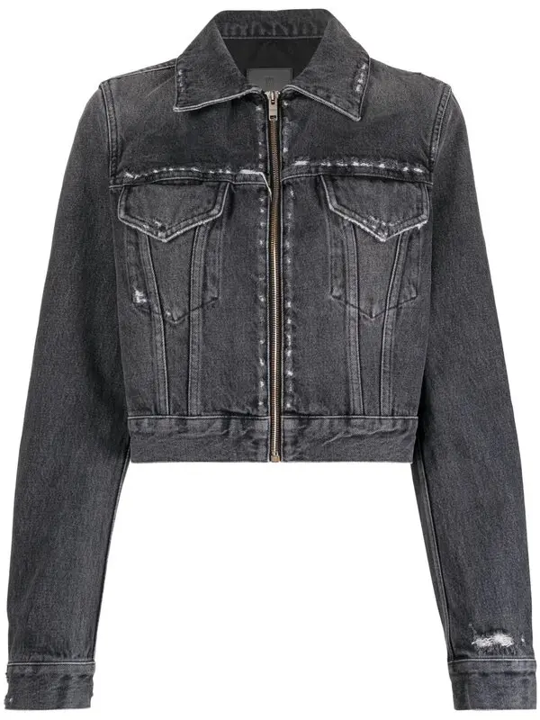 Givenchy Distressed Denim Jacket - Black