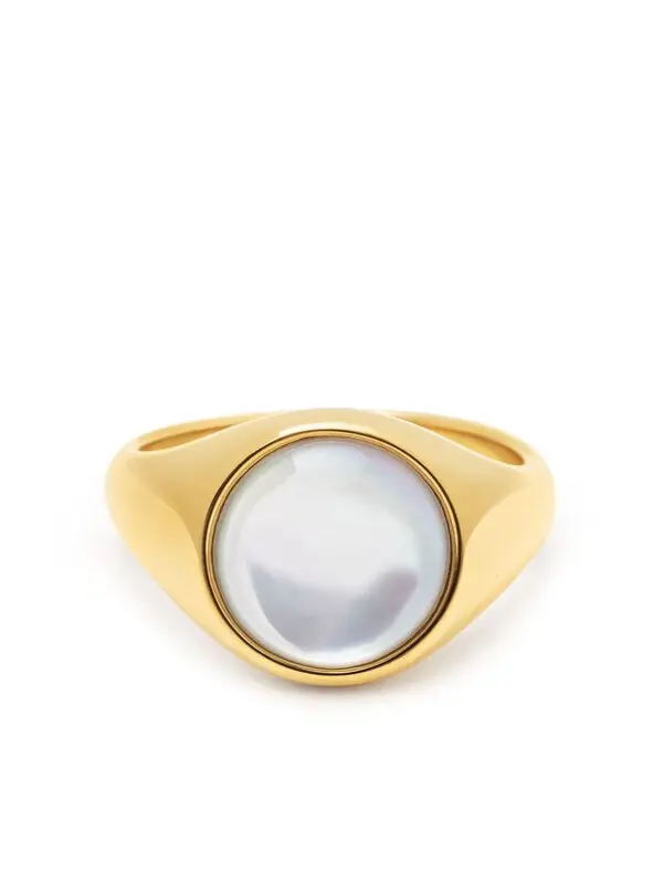 NIALAYA JEWELRY Pearl-detail Signet Ring - Gold