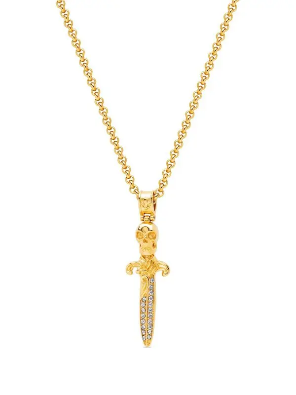NIALAYA JEWELRY Skull Sword Pendant Necklace - Gold