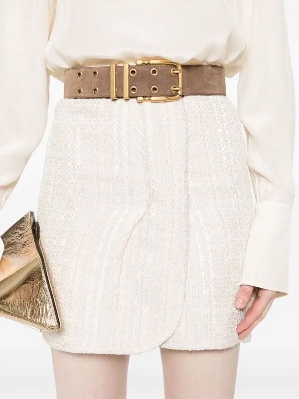 IRO PARIS Bouclé Mini Wrap Skirt - Neutrals
