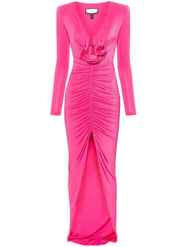 NISSA Floral-appliqué Maxi Dress - Pink