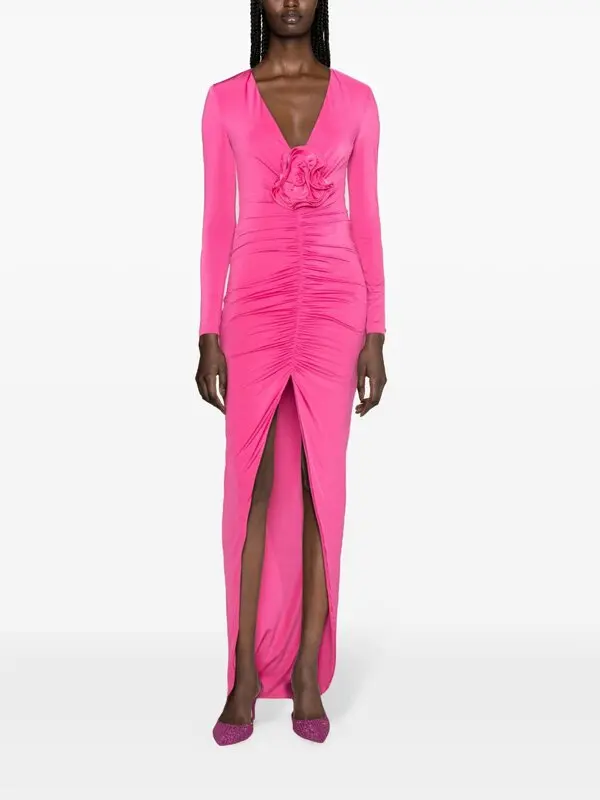 NISSA Floral-appliqué Maxi Dress - Pink