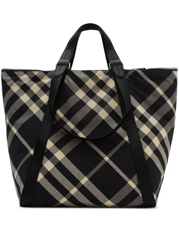 Burberry Check-pattern Tote Bag - Black