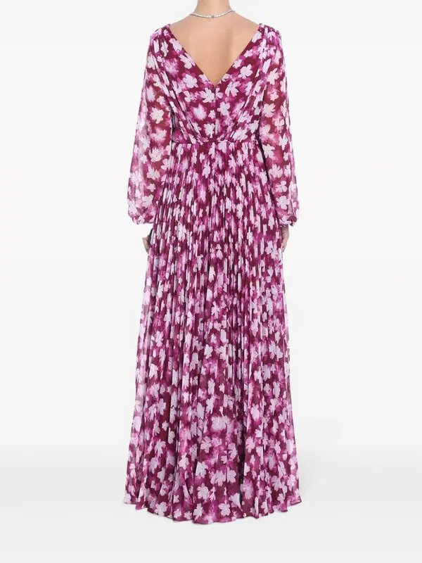 Monique Lhuillier Floral-print Pleated Maxi Dress