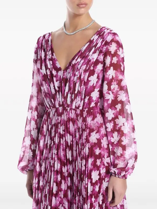 Monique Lhuillier Floral-print Pleated Maxi Dress