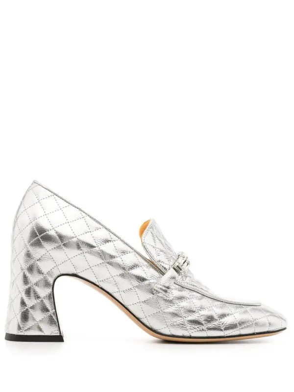 MADISON MAISON 70mm Quilted Leather Pumps - Silver