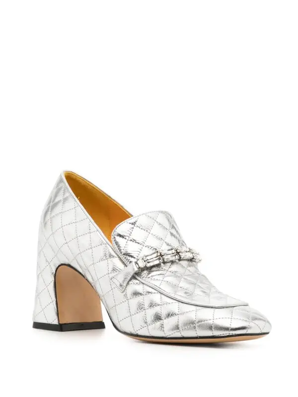 MADISON MAISON 70mm Quilted Leather Pumps - Silver