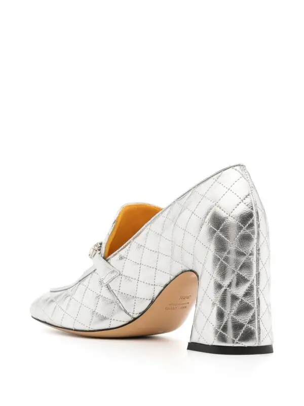 MADISON MAISON 70mm Quilted Leather Pumps - Silver