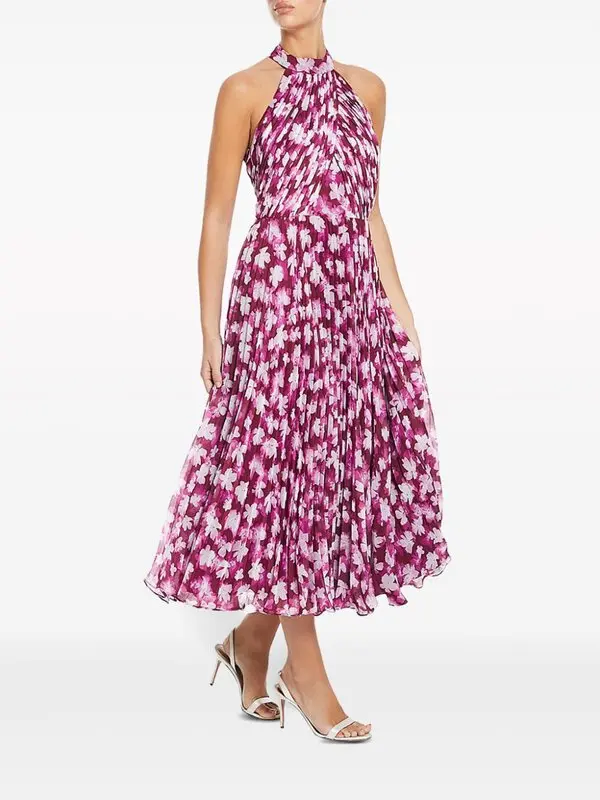ml monique lhuillier pleated belted floral midi-dress Buy Monique Lhuillier Floral-print Pleated Midi Dress - White At 5% Off