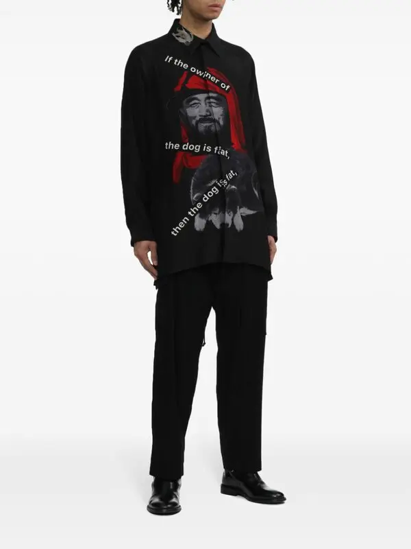 Yohji Yamamoto Graphic-print Silk Shirt