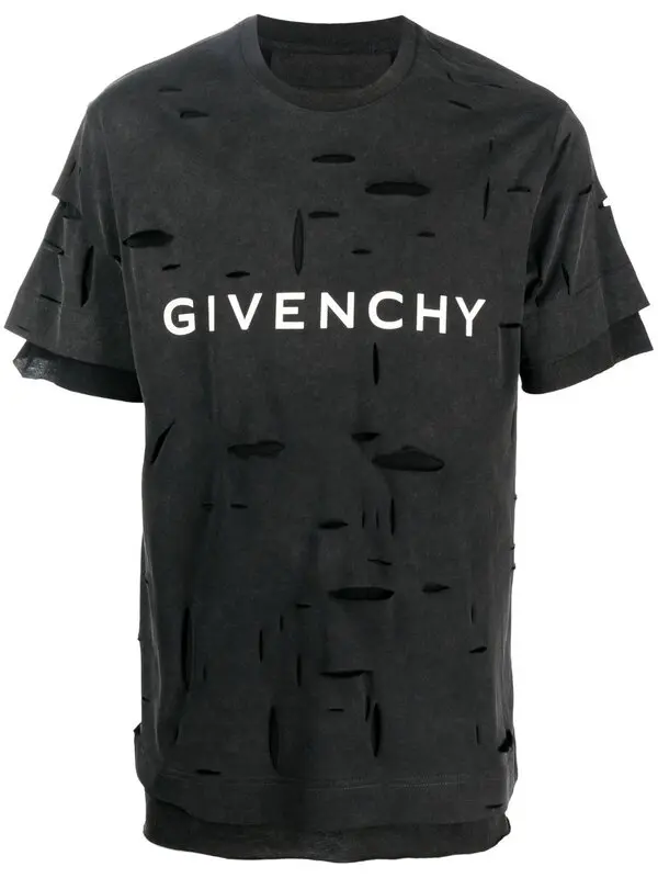 Givenchy Ripped Logo-Print T-Shirt In Black - 62% Off | Editorialist