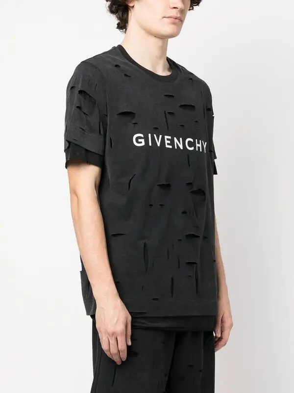 Givenchy Ripped Logo-Print T-Shirt In Black - 62% Off | Editorialist