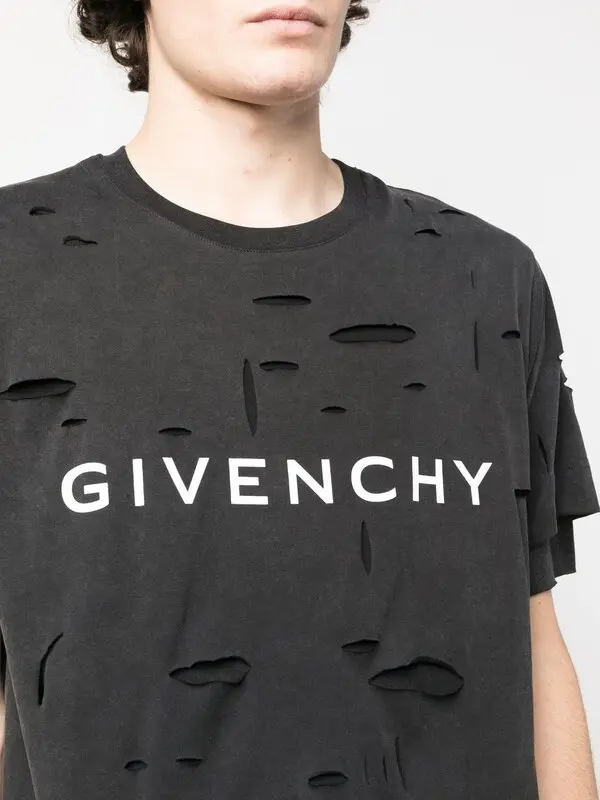 Givenchy Ripped Logo-Print T-Shirt In Black - 62% Off | Editorialist