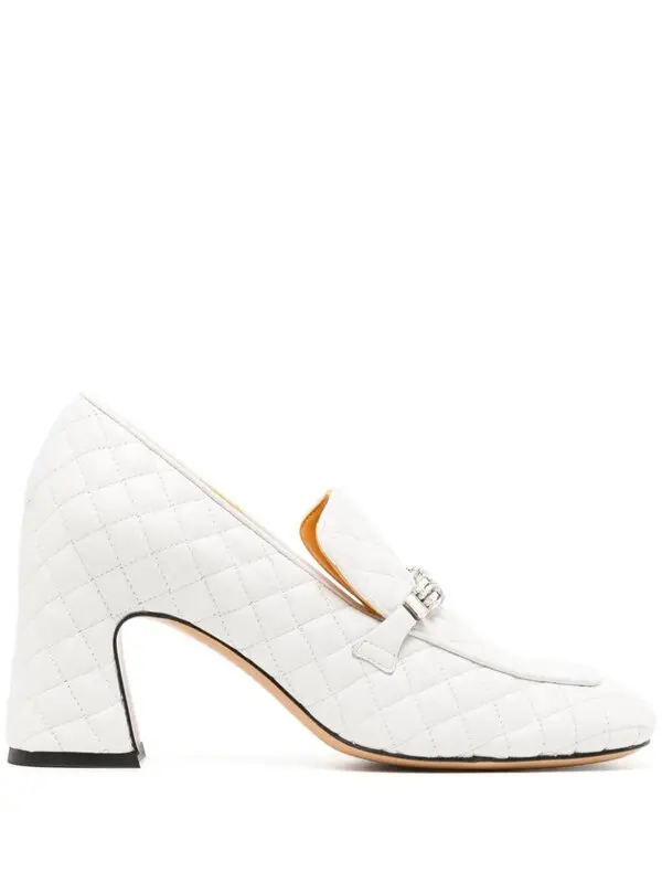 MADISON MAISON 70mm Quilted Leather Pumps - White