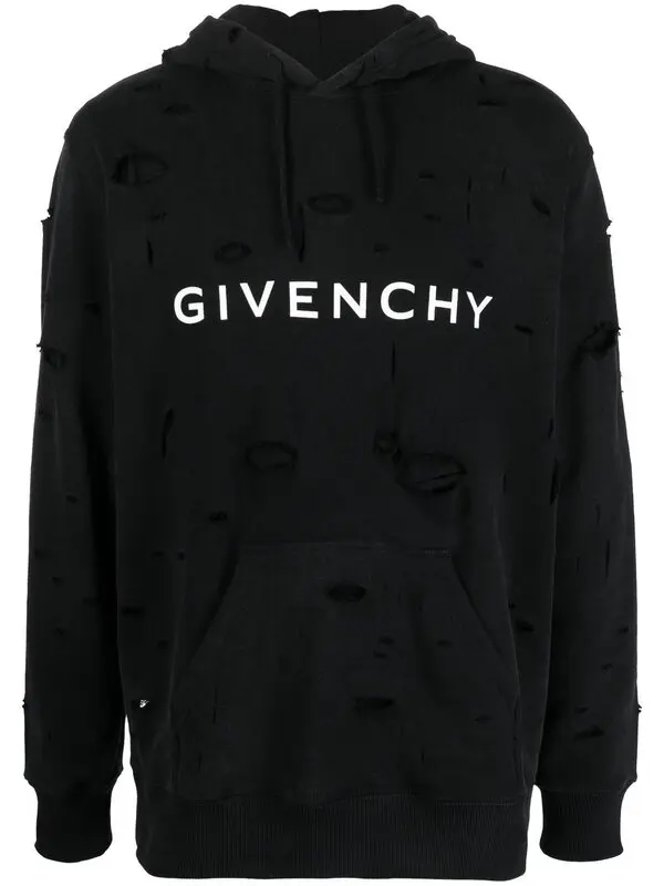 Givenchy Distressed-effect Drawstring Hoodie - Black