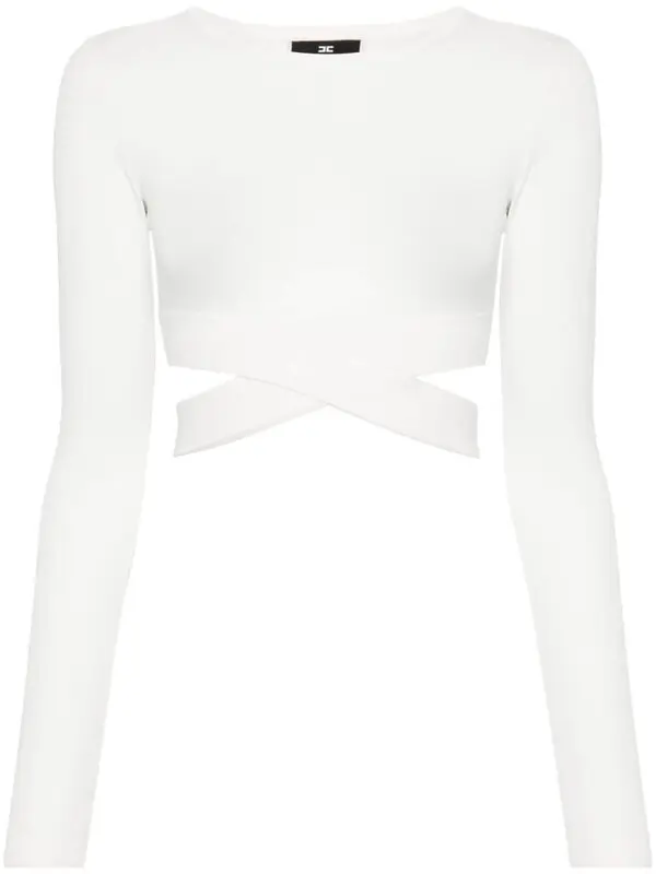 Elisabetta Franchi Cut-out Cropped Sweater - White