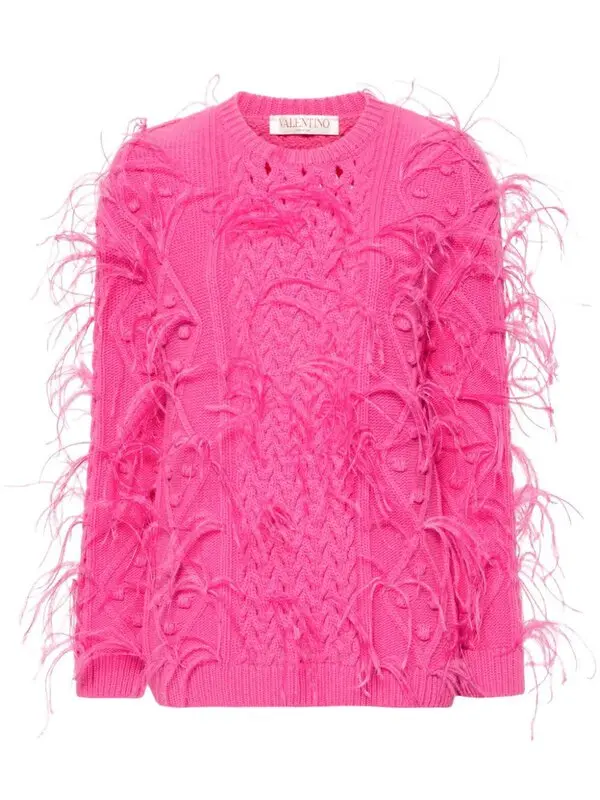 Valentino Garavani Feather-detail Knitted Jumper