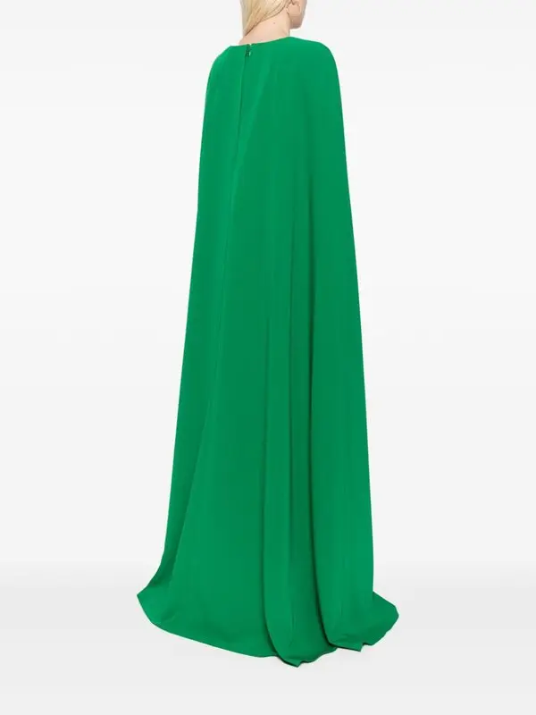 Marchesa Floral-appliqué Cape Gown