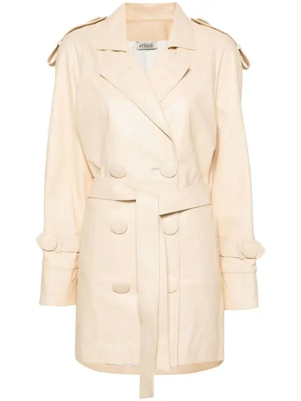 Attico Double-breasted Leather Coat
