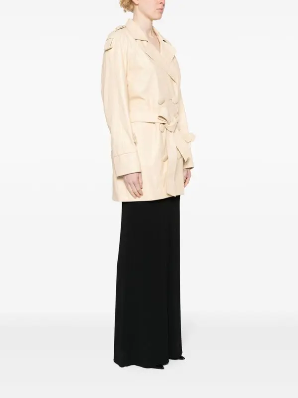 Attico Double-breasted Leather Coat