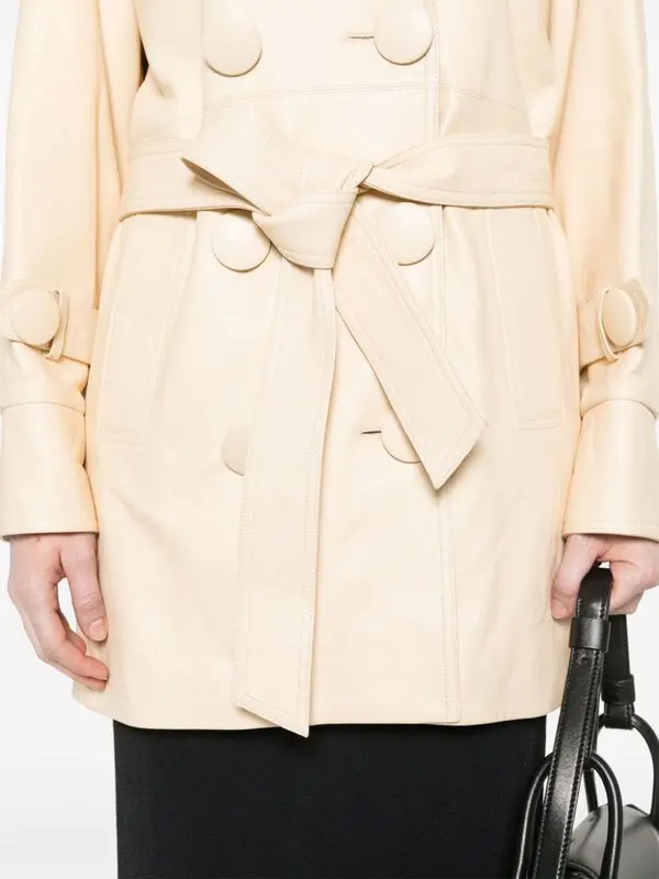 Attico Double-breasted Leather Coat