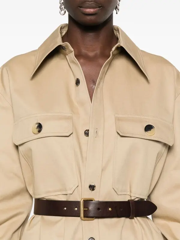 Saint Laurent Belted Saharienne Shirt - Neutrals