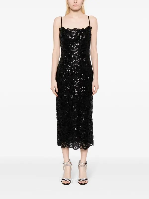 Marchesa Sequinned Midi Dress
