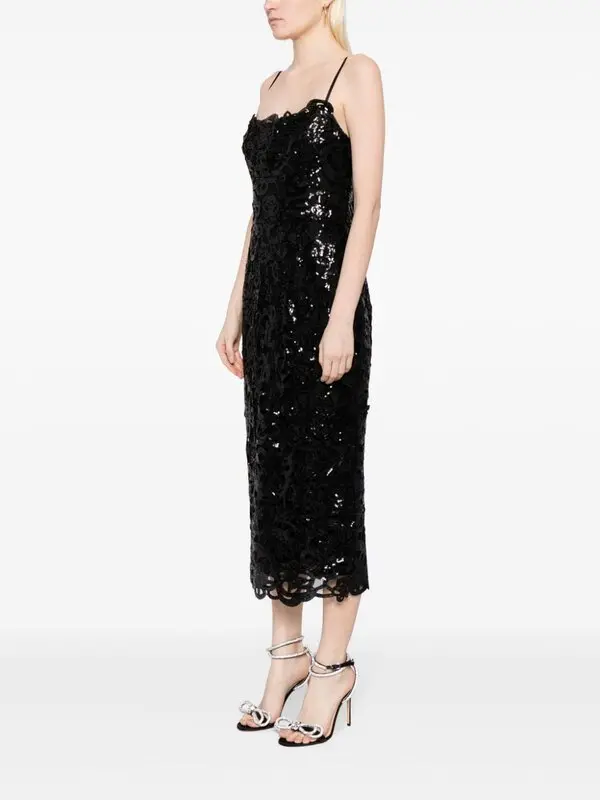 Marchesa Sequinned Midi Dress