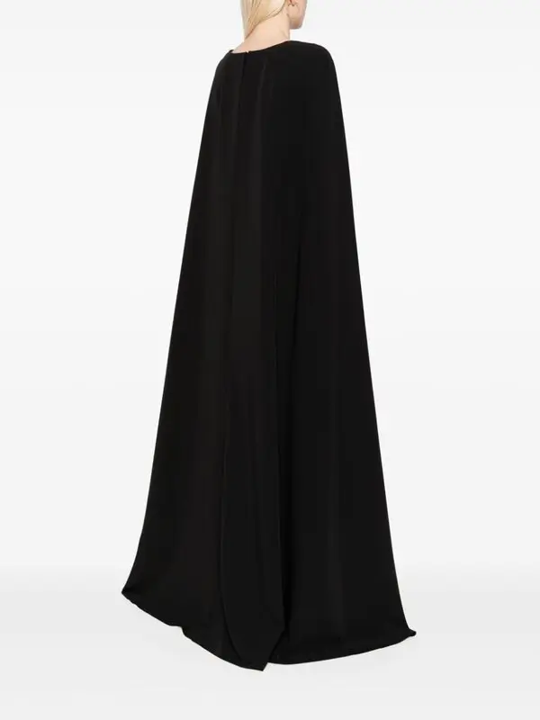 Marchesa Floral-appliqué Cape Gown