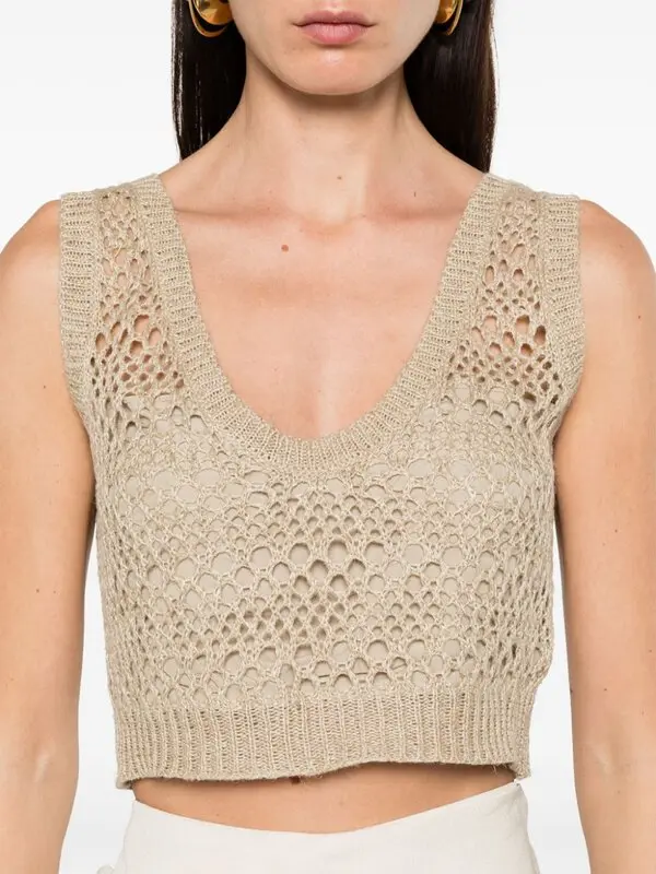 Brunello Cucinelli Open-knit Crop Top