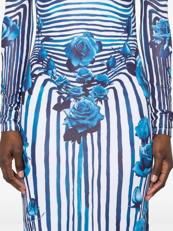 jean paul gaultier multicolor the body flower midi dress Jean Paul Gaultier
