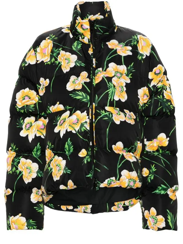 Balenciaga Floral-print Puffer Jacket - Black
